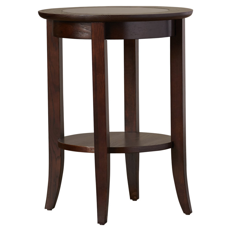 Charlton Home® Round Solid Wood Side Table inChocolate Oak & Reviews | Wayfair